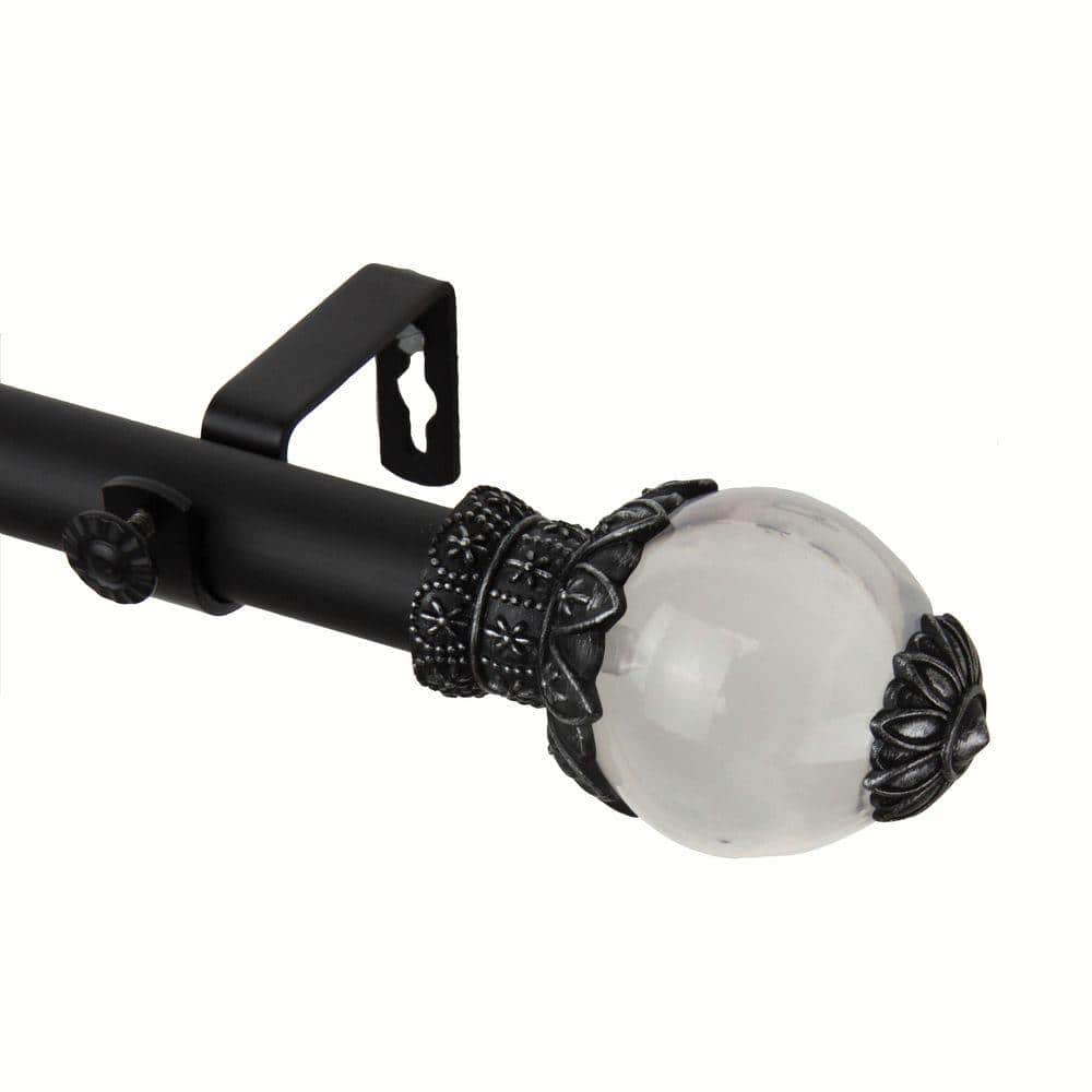 Rod Desyne 120 in. - 170 in. 1 in. Beam Single Curtain Rod Set in Black ...