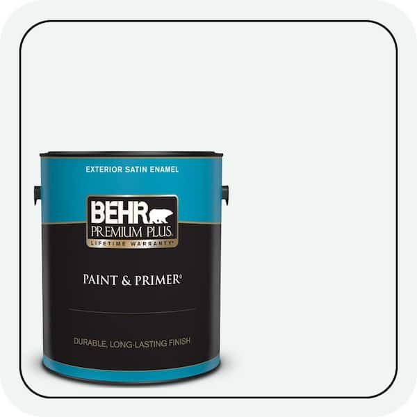 BEHR PREMIUM PLUS 1 gal. #BL-W09 Bakery Box Satin Enamel Exterior Paint ...
