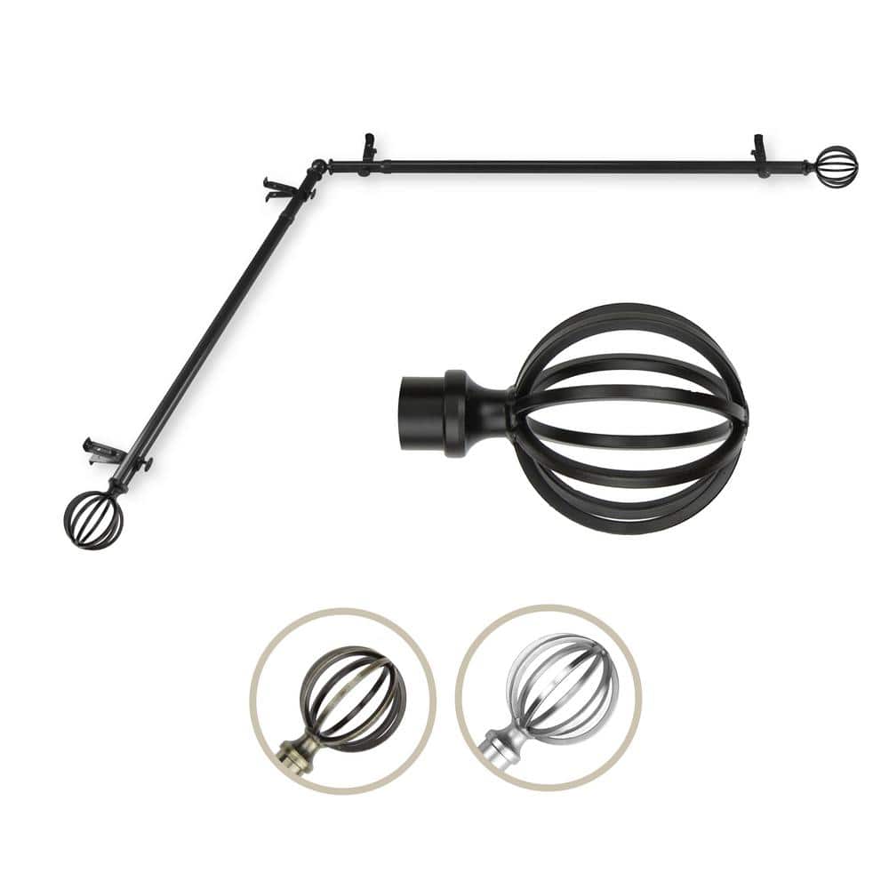 66 in. to 120 in. 13/16 in. Adjustable Corner Window Curtain Rod in ...