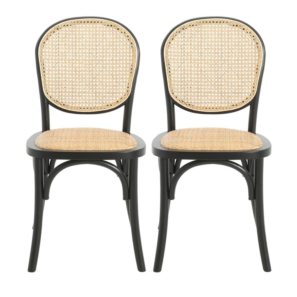Zeus & Ruta Black Slat Back Birch Wood Outdoor Dining Chair in Black ...