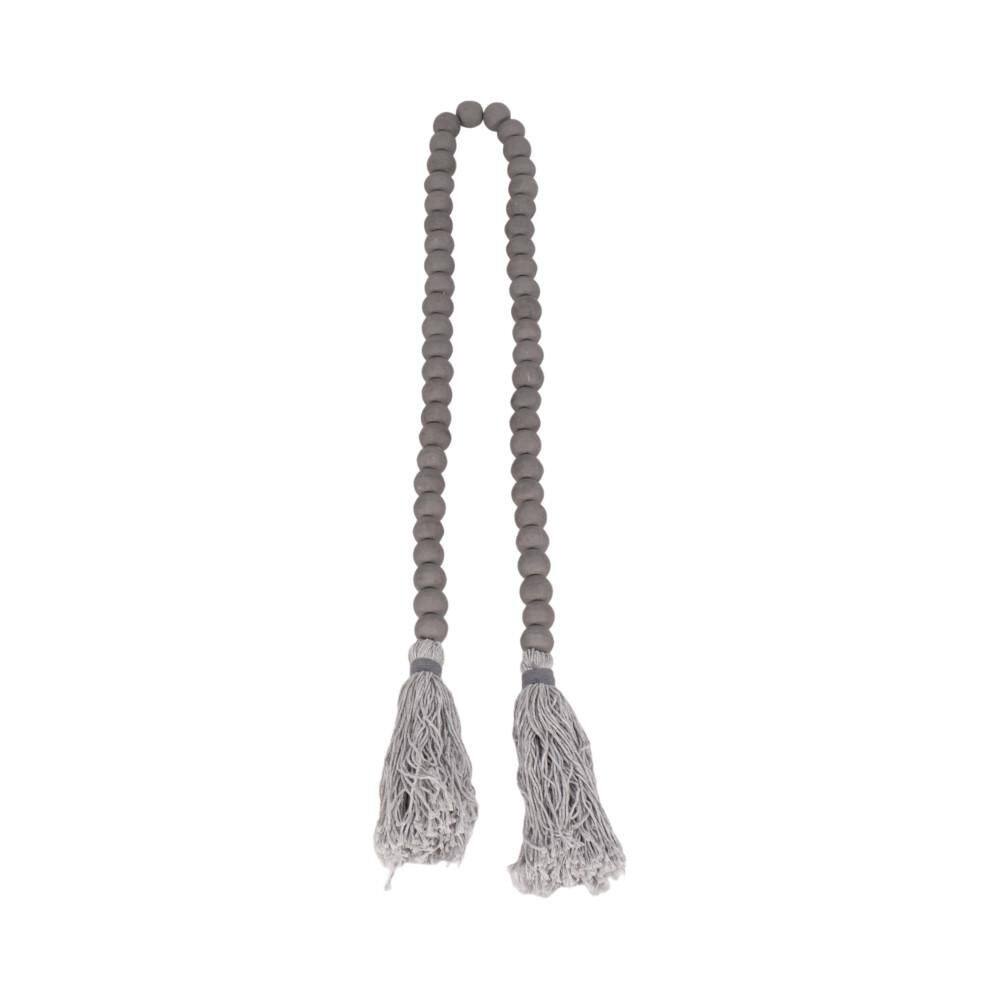 Liv & Skye Gray 45 in. Decorative Wood and Macrame Bead Strand with ...