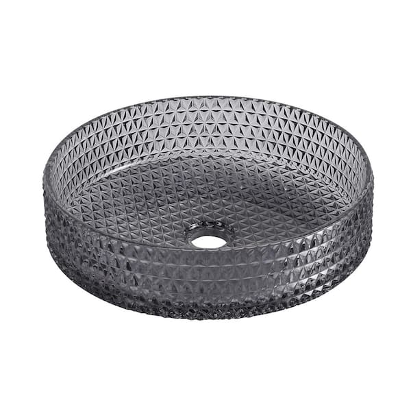FUNKOL Modern Style Diamond Shape Bathroom Crystal Glass Vessel Sink in ...