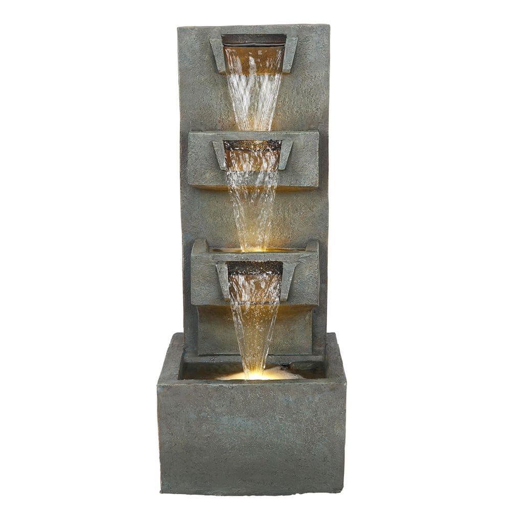 Alpine Corporation 33 in. Tall Outdoor 4-Tiered Basin Cascading ...