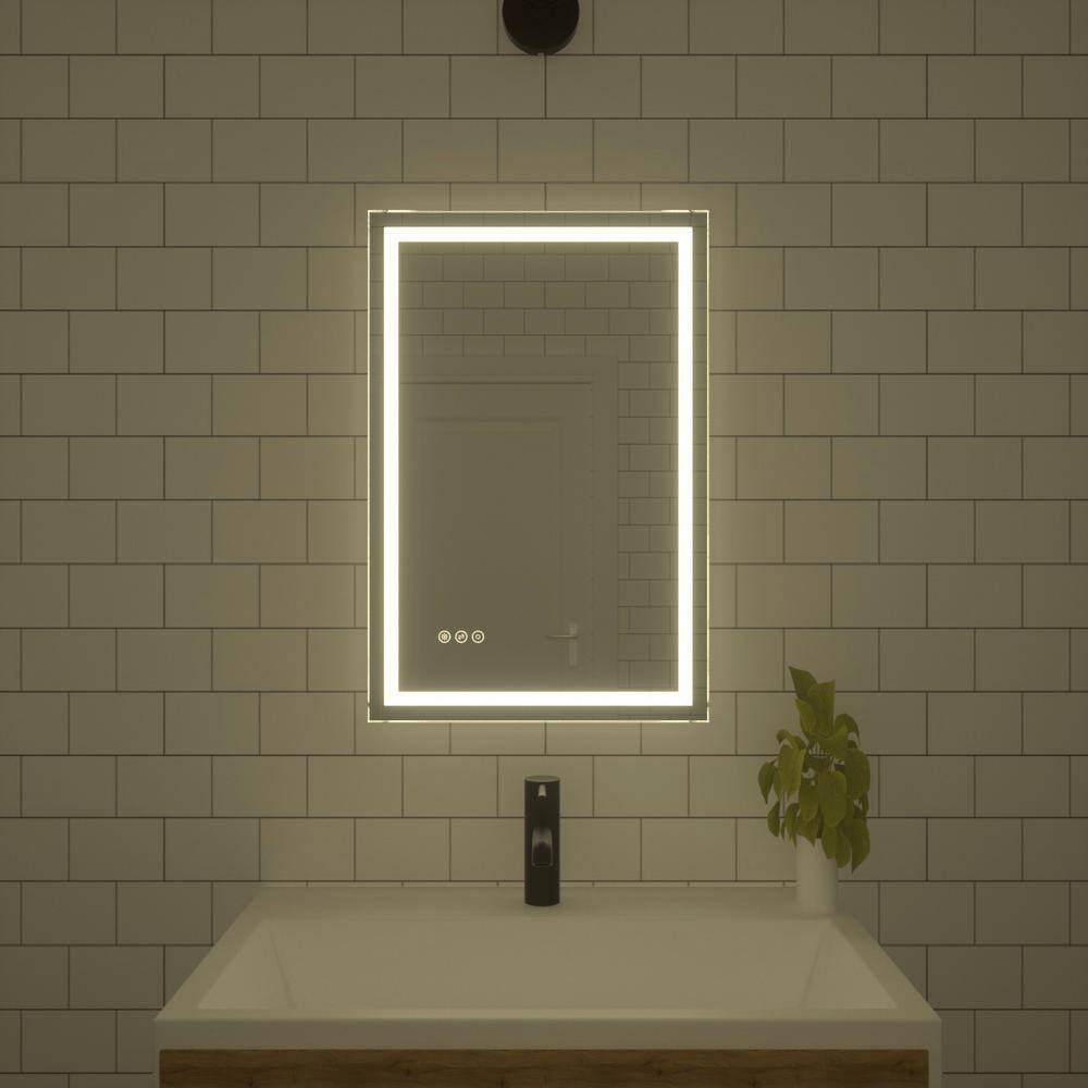 TaiMei 20 in. W x 30 in. H Frameless Beveled LED Single Bathroom Vanity ...