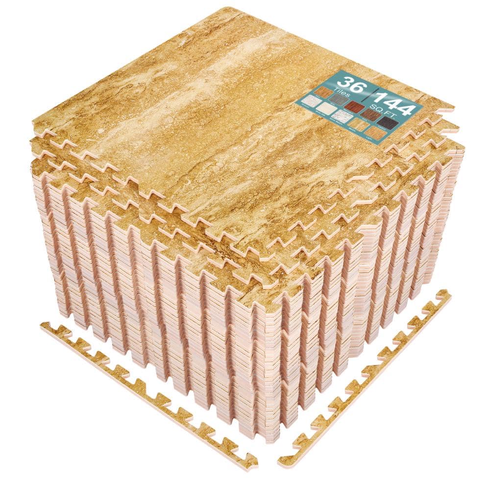 Sorbus Wood Grain Interlocking Mats Light Brown 24 in. W x 24 in. L ...