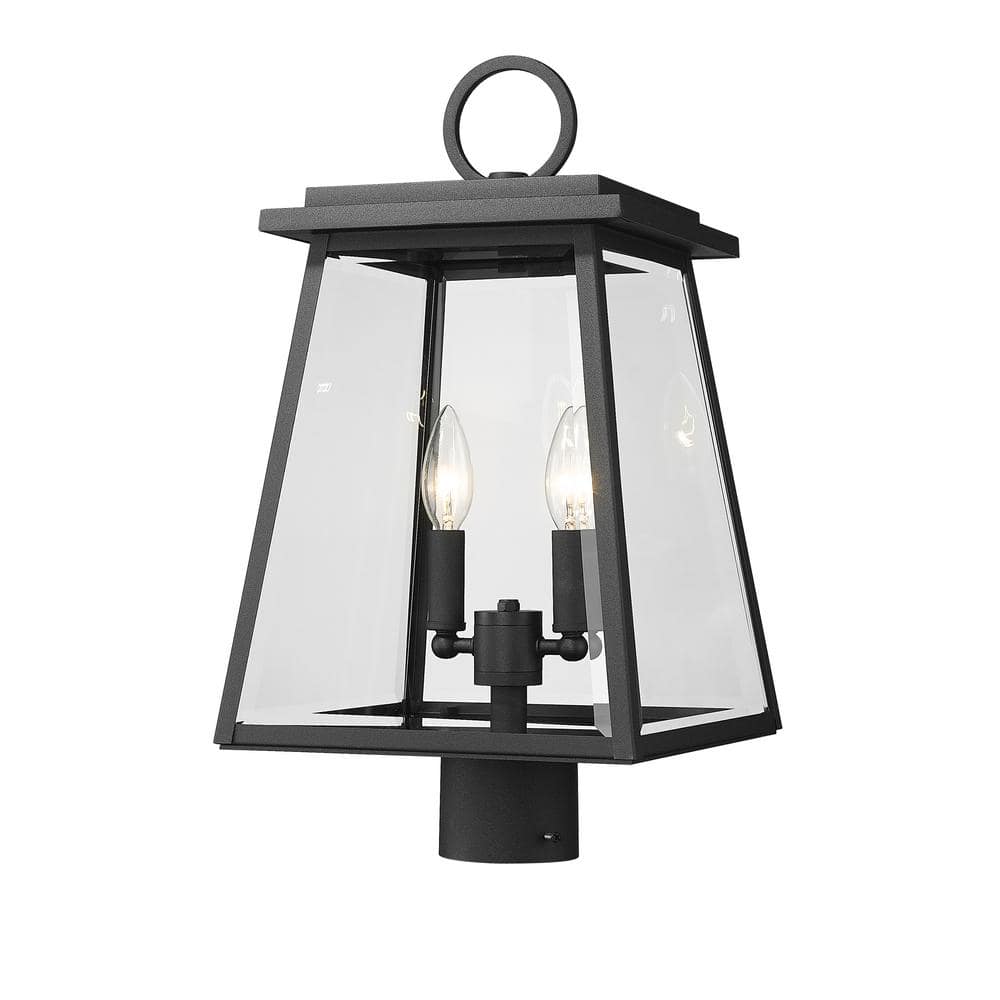 Broughton 2-Light Black Aluminum Hardwired Outdoor Weather Resistant ...