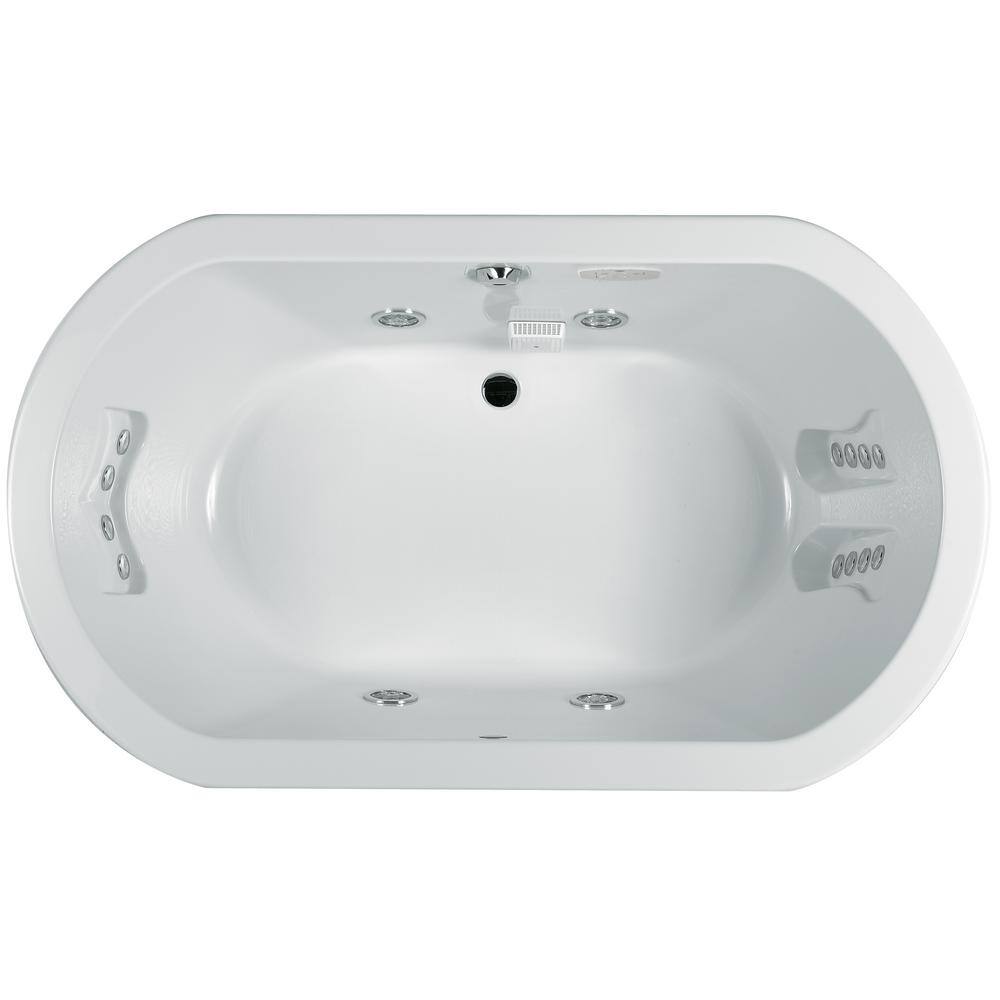 JACUZZI ANZA 66 in. x 42 in. Oval Whirlpool Bathtub with Center Drain ...