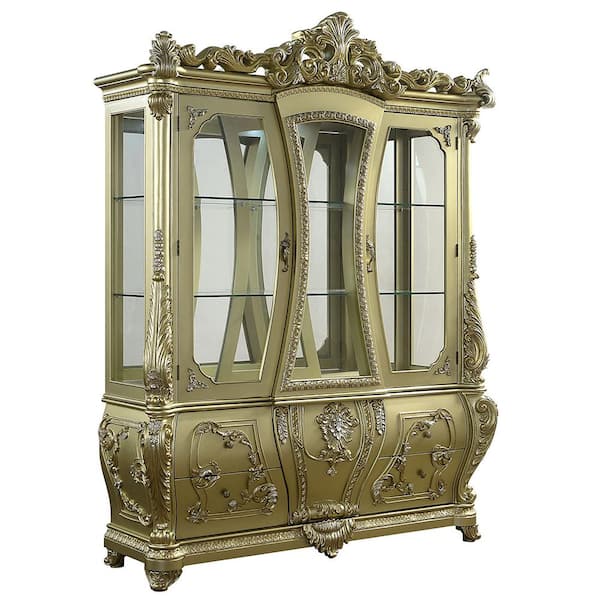 Acme Furniture Gold Finish 26 in. Display Cabinet DN01485 - The Home Depot