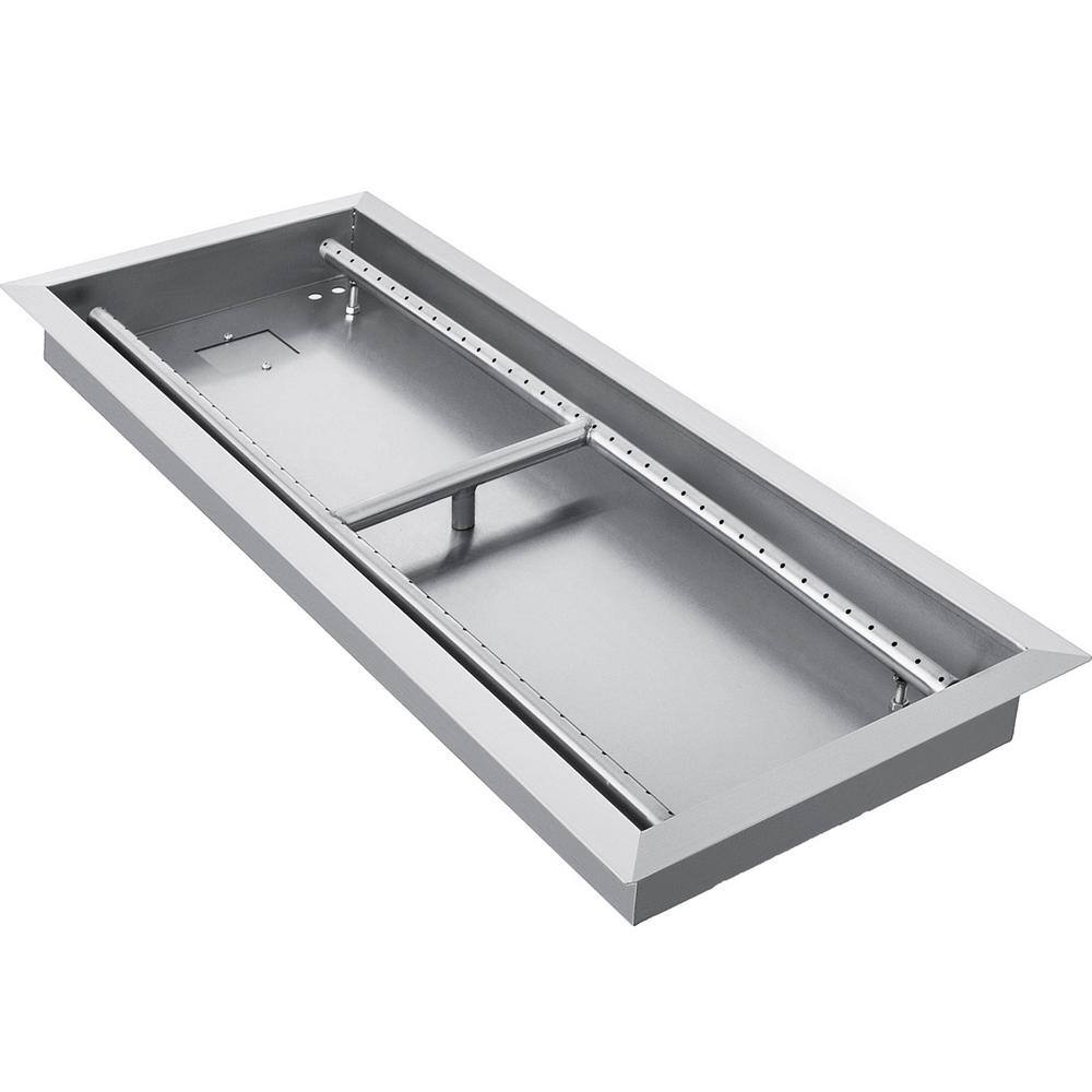 VEVOR 32.5 x 12.5 in. Stainless Steel Rectangular Fire Pit Pan and ...