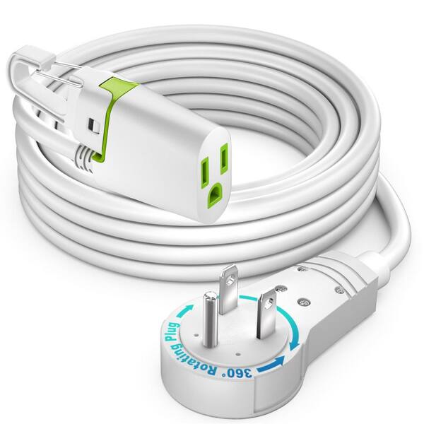 MAXIMM 10 ft. 16/3 Light Duty Indoor Extension Cord Angled Flat Plug ...