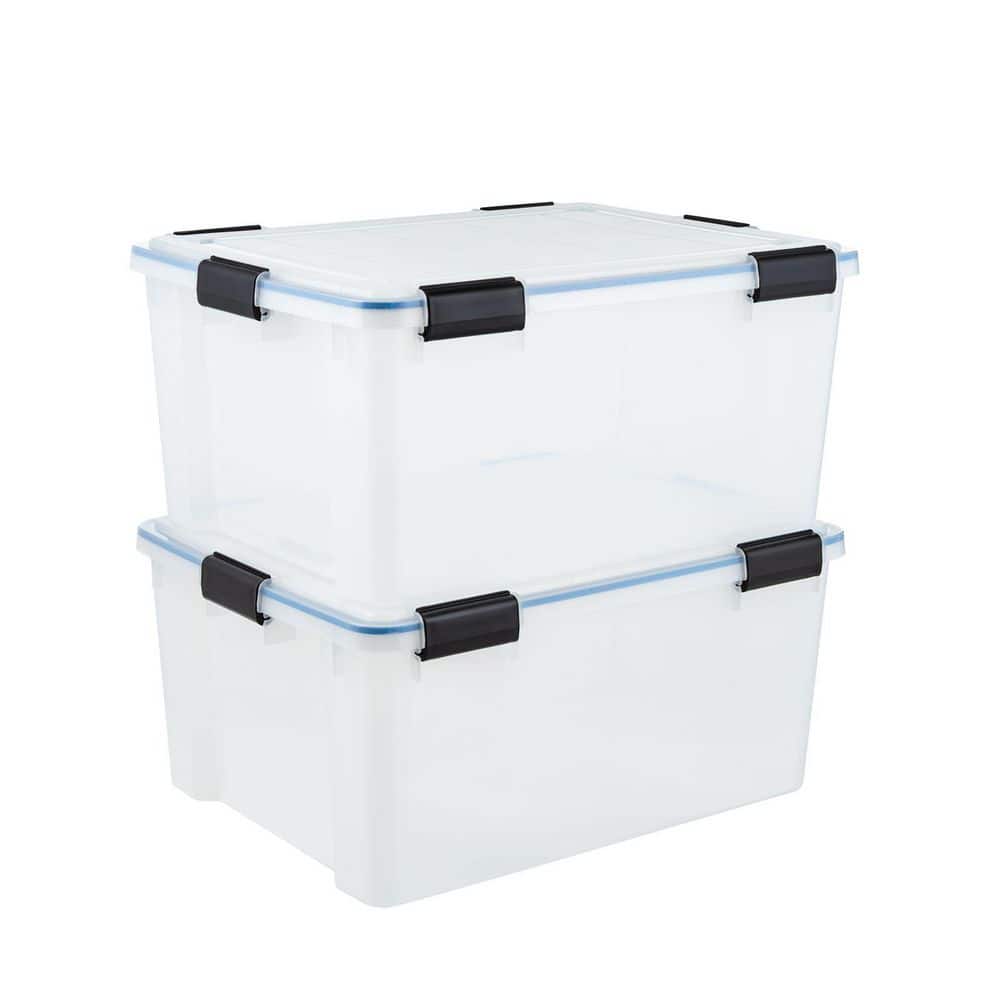 IRIS 60 qt. /15 Gal. Plastic Storage Bins with Sealed Lids, Clear ...