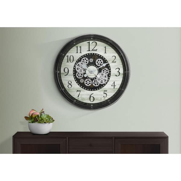 30 in. Round Transitional Brown Analog Wall Clock CKJY2316-B - The Home ...