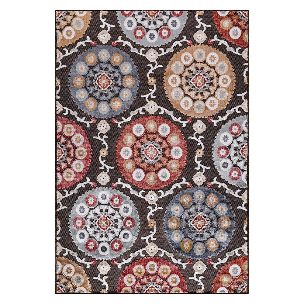 Beverly Rug Beige 6 ft. x 9 ft. Equator Floral Tropical Indoor Outdoor ...