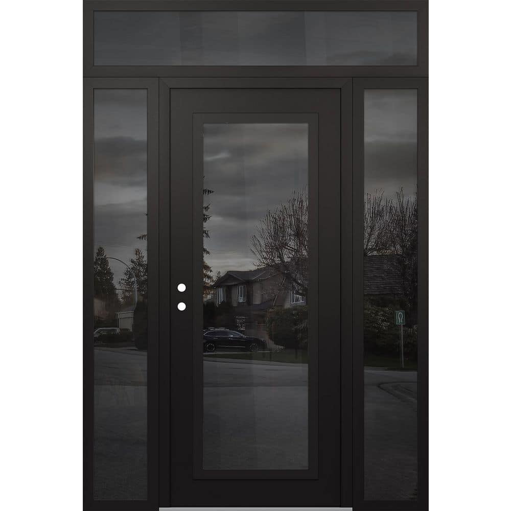 Tessari Doors C1 64 in. x 96 in. Black P Right-Hand/Inswing Mirrored ...