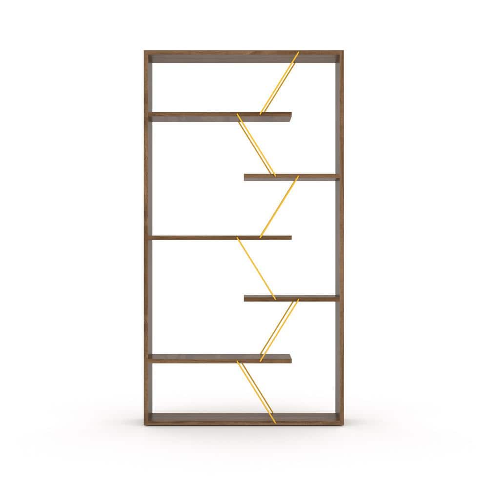 33 in. Wide Walnut/Yellow Bookcase B727-BOOK-YELLO - The Home Depot