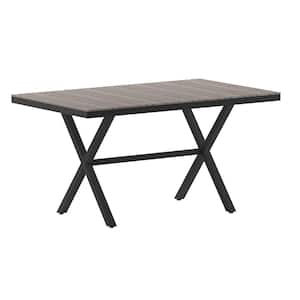 KOZYARD Coolmen Gray Rectangle Metal Outdoor Dining Table with Powder ...