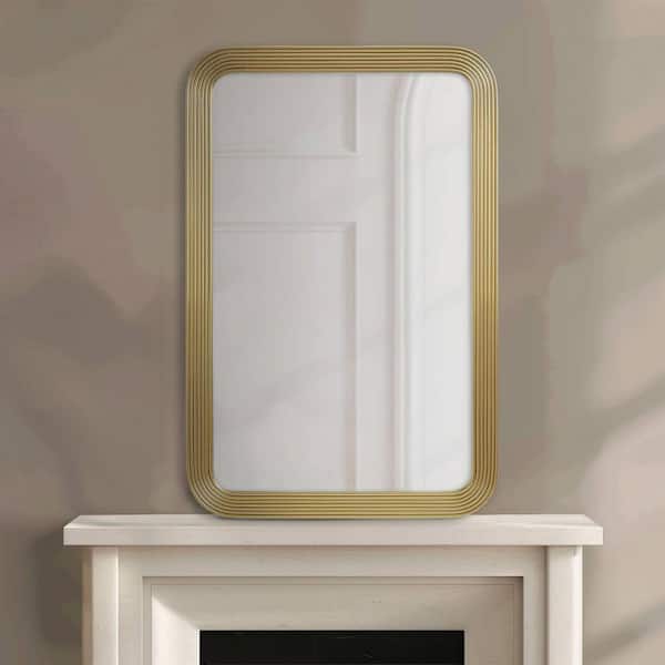 Blisstyle Gold 23 in. W x 35 in. H Art Deco Rectangle Glass Framed ...