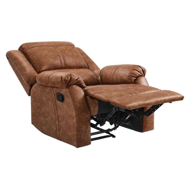 OrangeOne Jek 35.8 in. W Saddle Brown Leather Upholstered Rolled
