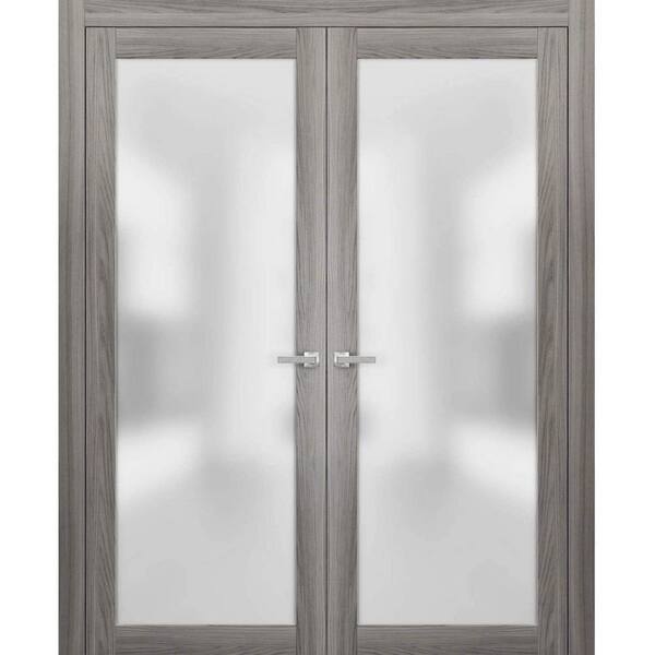 Sartodoors 60 in. x 80 in. 2 Panel Chocolate Ash Finished Solid Wood ...