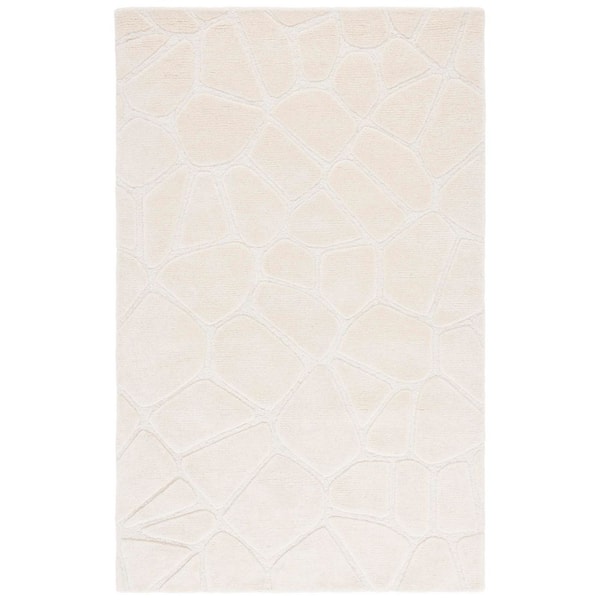 SAFAVIEH Fifth Avenue 8 ft. x 10 ft. Ivory Patchy High-Low Area Rug ...