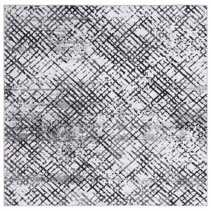 SAFAVIEH Amelia Grey/Charcoal 7 ft. x 7 ft. Distressed Geometric Round ...