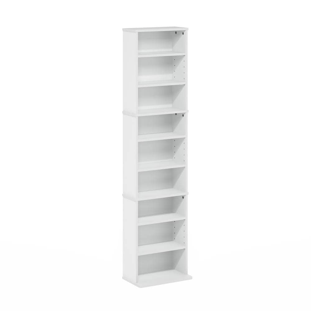 Furinno JAYA White 9-Shelf Multimedia Media Storage Tower Rack with ...