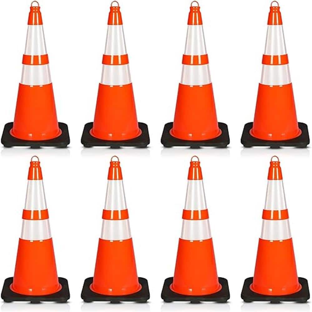 Pyle 28 in. PVC Cone - 8-Pieces High Visibility Structurally Stable for ...