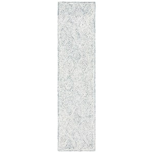 SAFAVIEH Capri Ivory/Blue 2 ft. x 9 ft. Geometric Diamond Runner Rug ...