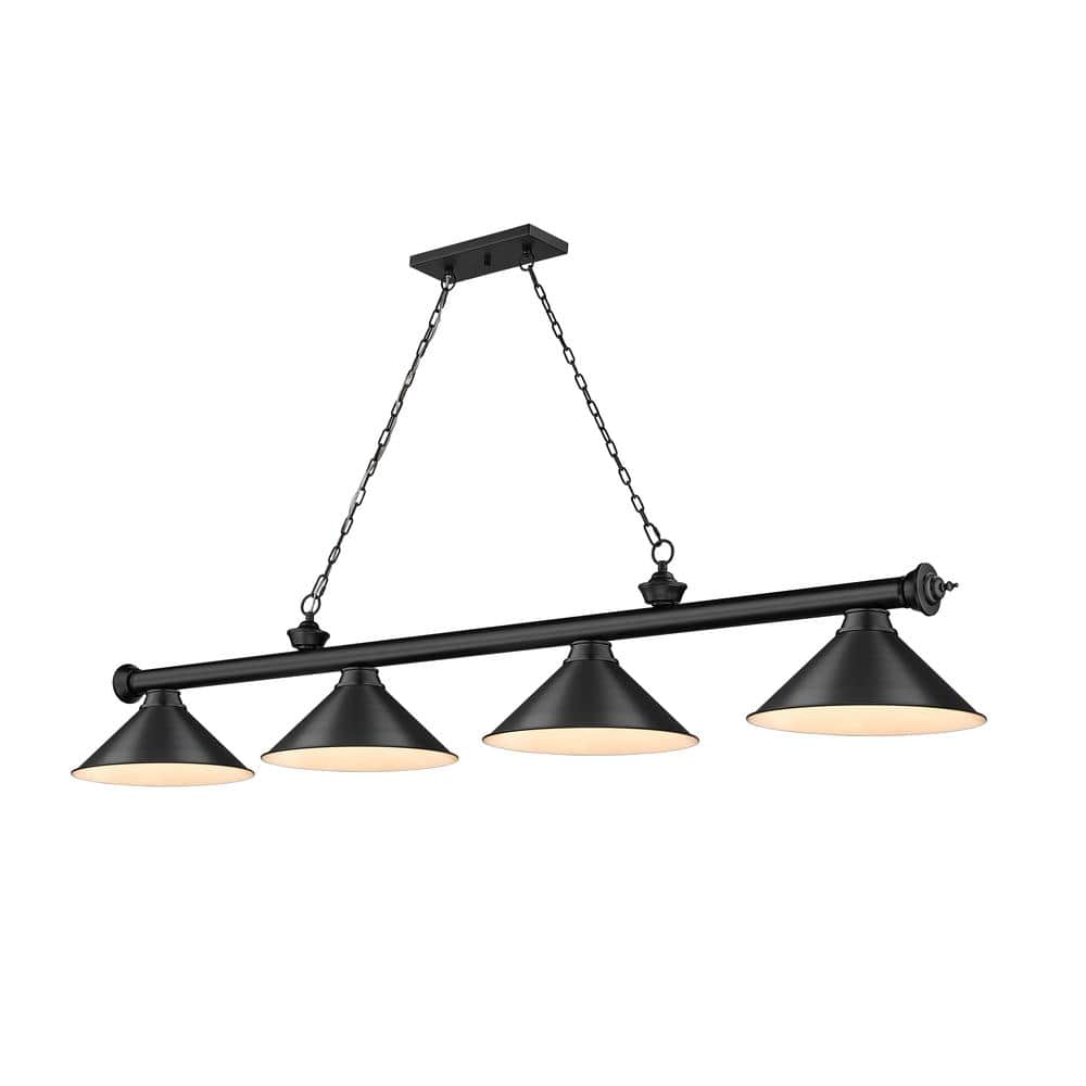 Cordon 4-Light Matte Black Billiard Light with Metal Matte Black Shade ...