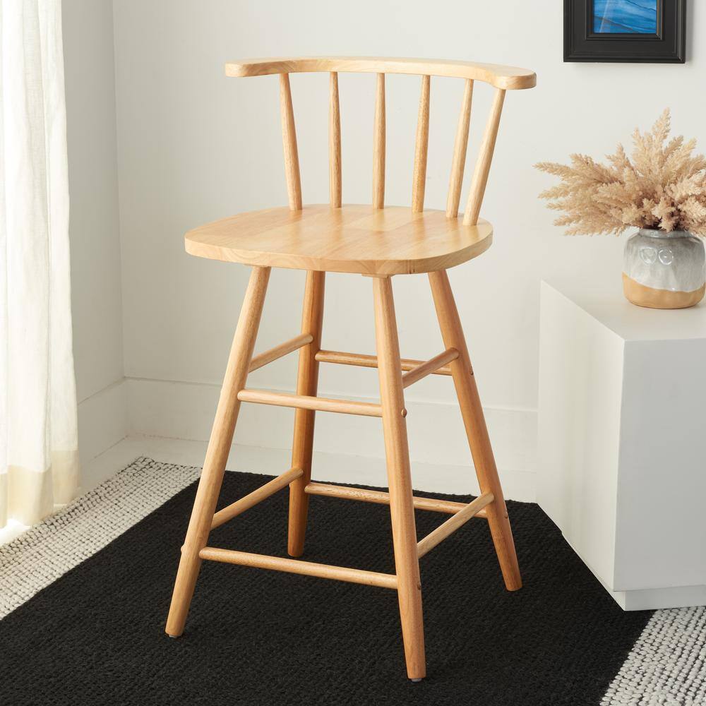 SAFAVIEH Jay 25 in. Natural Low Back Wood Frame Counter Stool BST1403D ...