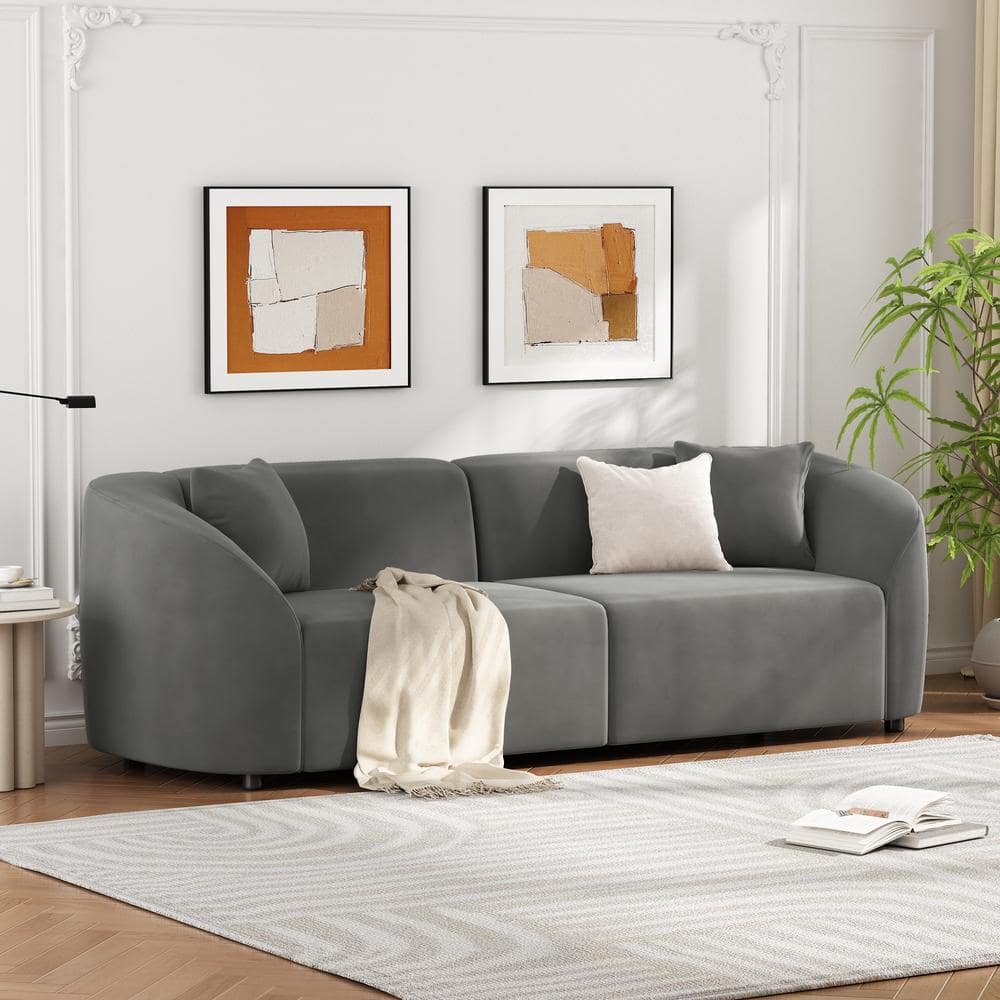 CHRISTOPHER KNIGHT HOME Nymora 87.25 in. Modern 3-seater Rolled Arm ...