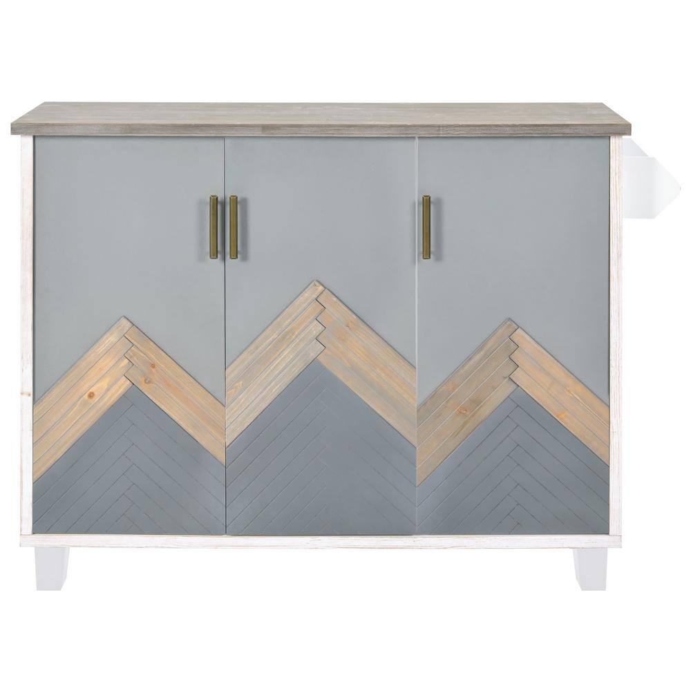 Polibi White Farmhouse MDF Kitchen Cart on Wheels with Drop Leaf ...