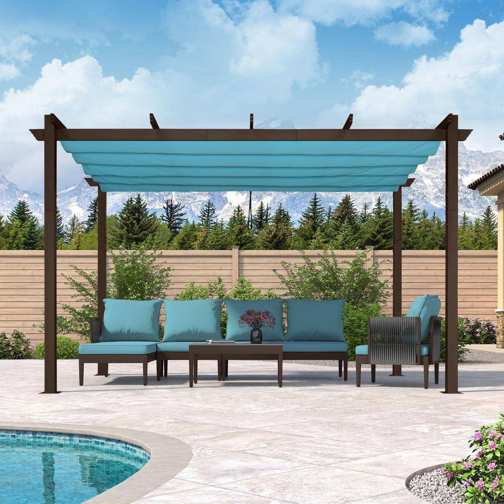 PURPLE LEAF 10 ft. W x 12 ft. D Outdoor Bronze Aluminum Pergola with ...
