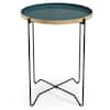 Simpli Home Layton 19 in. W Teal Round Metal Side Table AXCLAY-04-TL ...