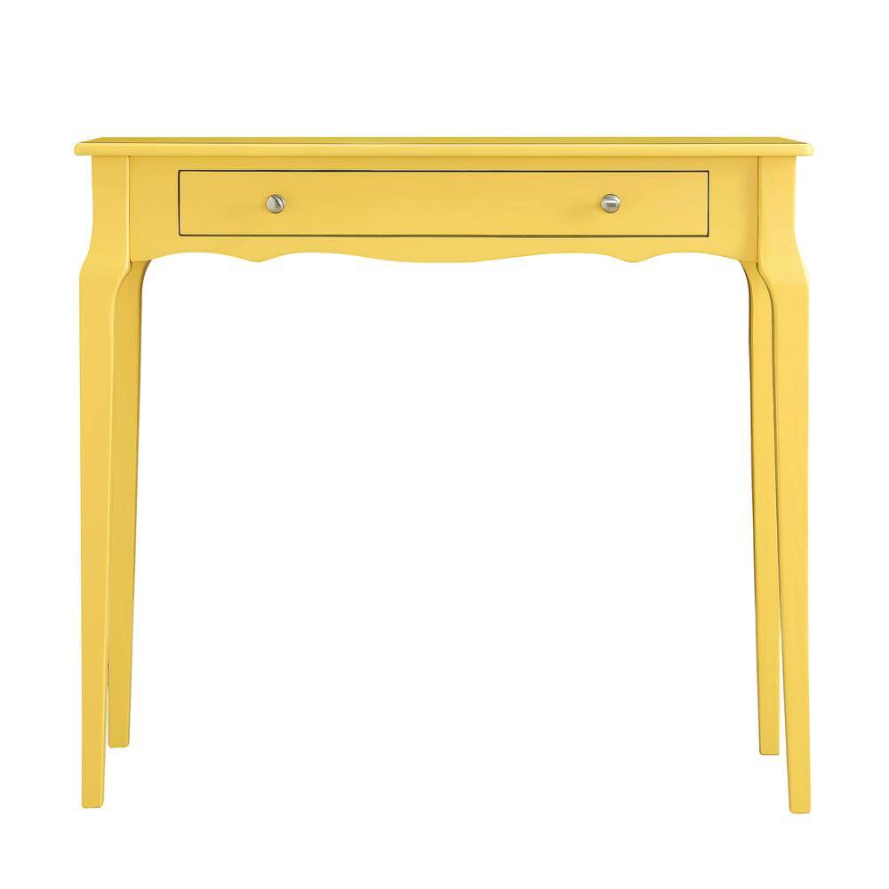 HomeSullivan 36 in. Banana Yellow Standard Rectangle Wood Console Table ...