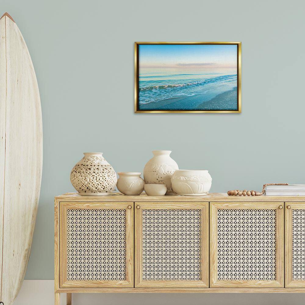 Stupell Industries Serene Waves at Sunrise by Mary Lou Johnson Gold ...