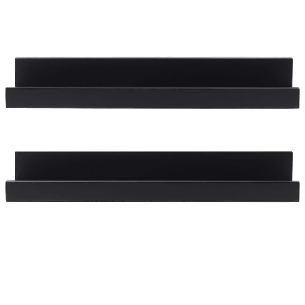Melannco 4 in. W x 20 in. L (Set of 2) MDF Photo Ledges Black, 14 in ...