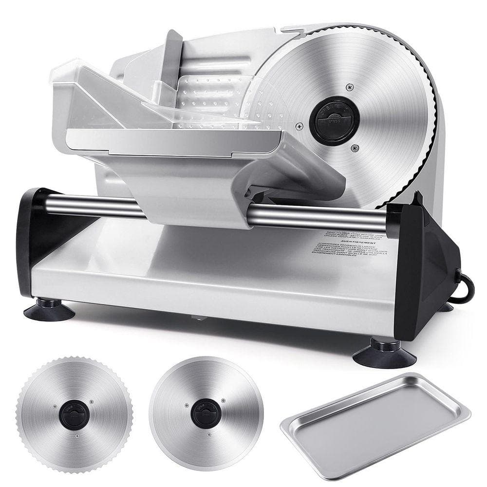 Stainless Steel Electric Deli Food Slicer with 2 Removable 7.5'' Blades ...
