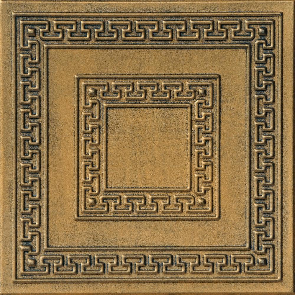 A La Maison Ceilings Greek Key Antique Gold 1.6 ft. x 1.6 ft ...