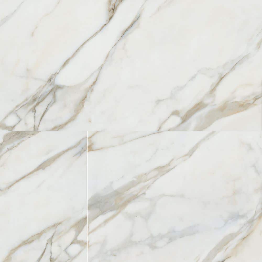 MSI Valesia Calacatta 24 in. x 48 in. Polished White Porcelain Marble ...