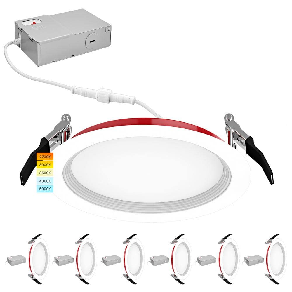 LUXRITE 6 in. Integrated LED Recessed Light Fire Rated 5CCT, 2-Hour ...