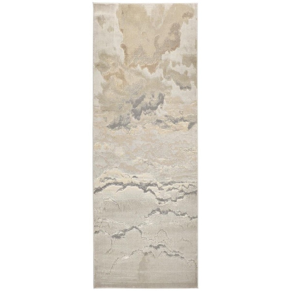 HomeRoots 2 ft. x 8 ft. Brown and Ivory Abstract Area Rug 2000512934 ...