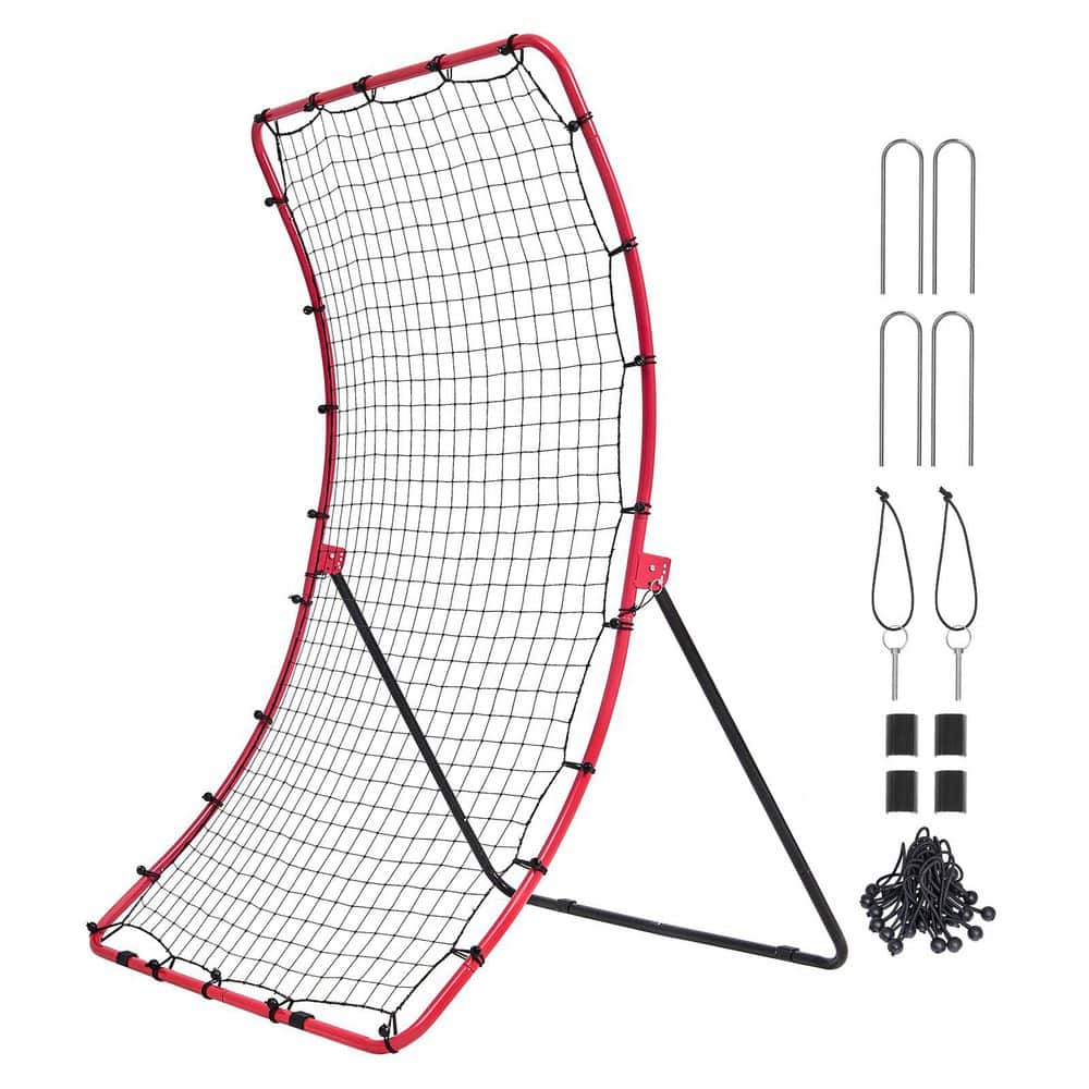 SKYSHALO Baseball And Softball Rebounder Net, 4 x 5.5 ft. PitchBack Baseball Pitching Nest ...
