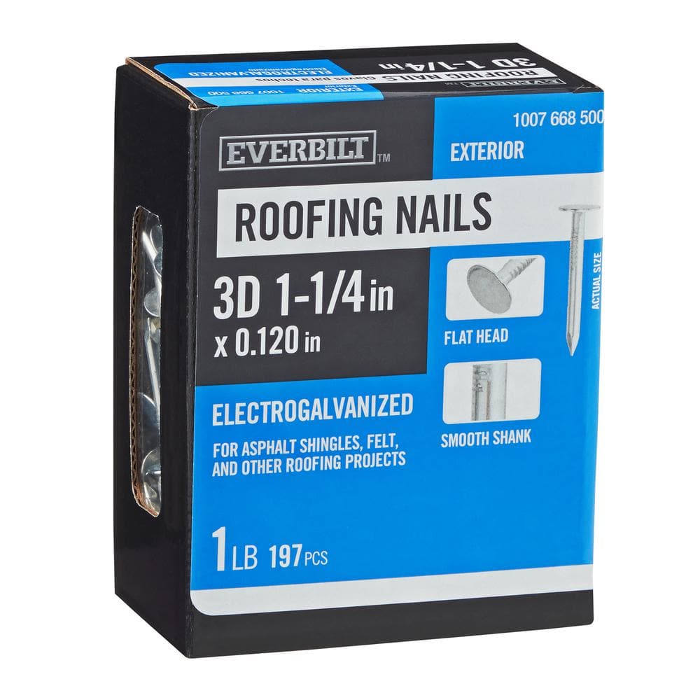 Everbilt 1-1/4 in. x 3D Electro-Galvanized Non-Collated Roofing Nails 1 ...