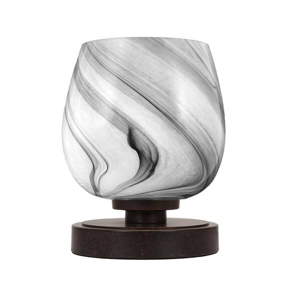 Quincy 8 in. Dark Granite Accent Lamp with Onyx Swirl Glass Shade ...