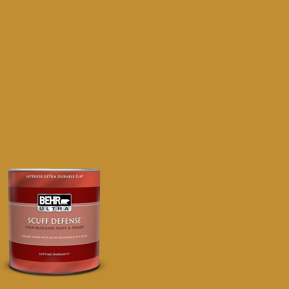 BEHR ULTRA 1 qt. #M290-7 Turmeric Extra Durable Flat Interior Paint ...
