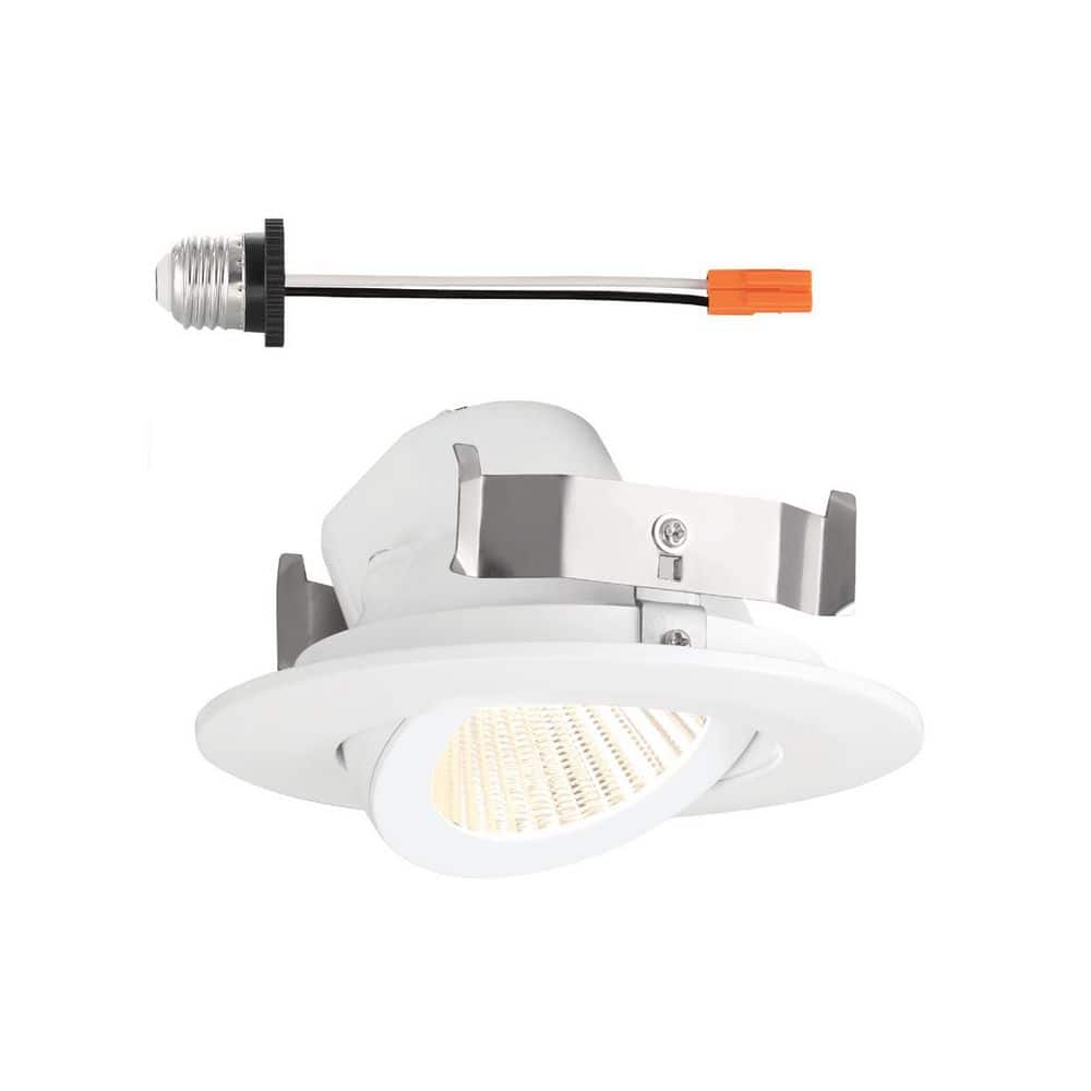 EnviroLite 4 in. Dimmable Integrated LED White Round Recessed Gimbal ...
