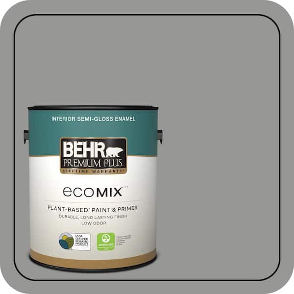 BEHR PREMIUM PLUS 1 gal. #PPU24-19 Shark Fin Semi-Gloss Enamel EcoMix ...