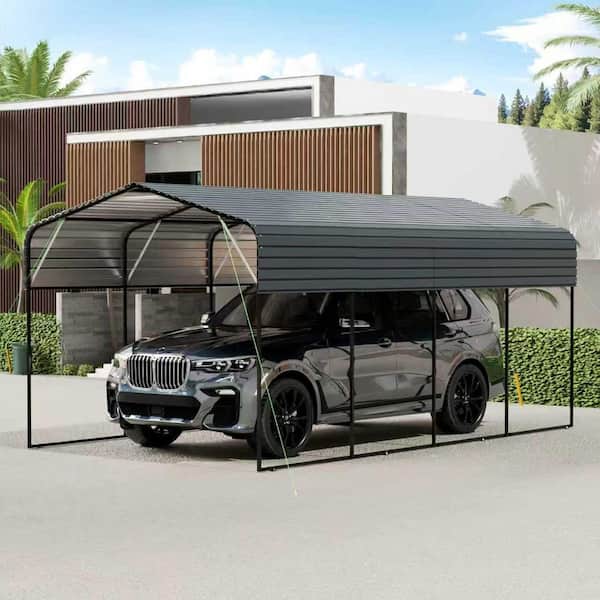12 ft. W x 20 ft. D Heavy Duty Metal Carport with Galvanized Steel Roof ...