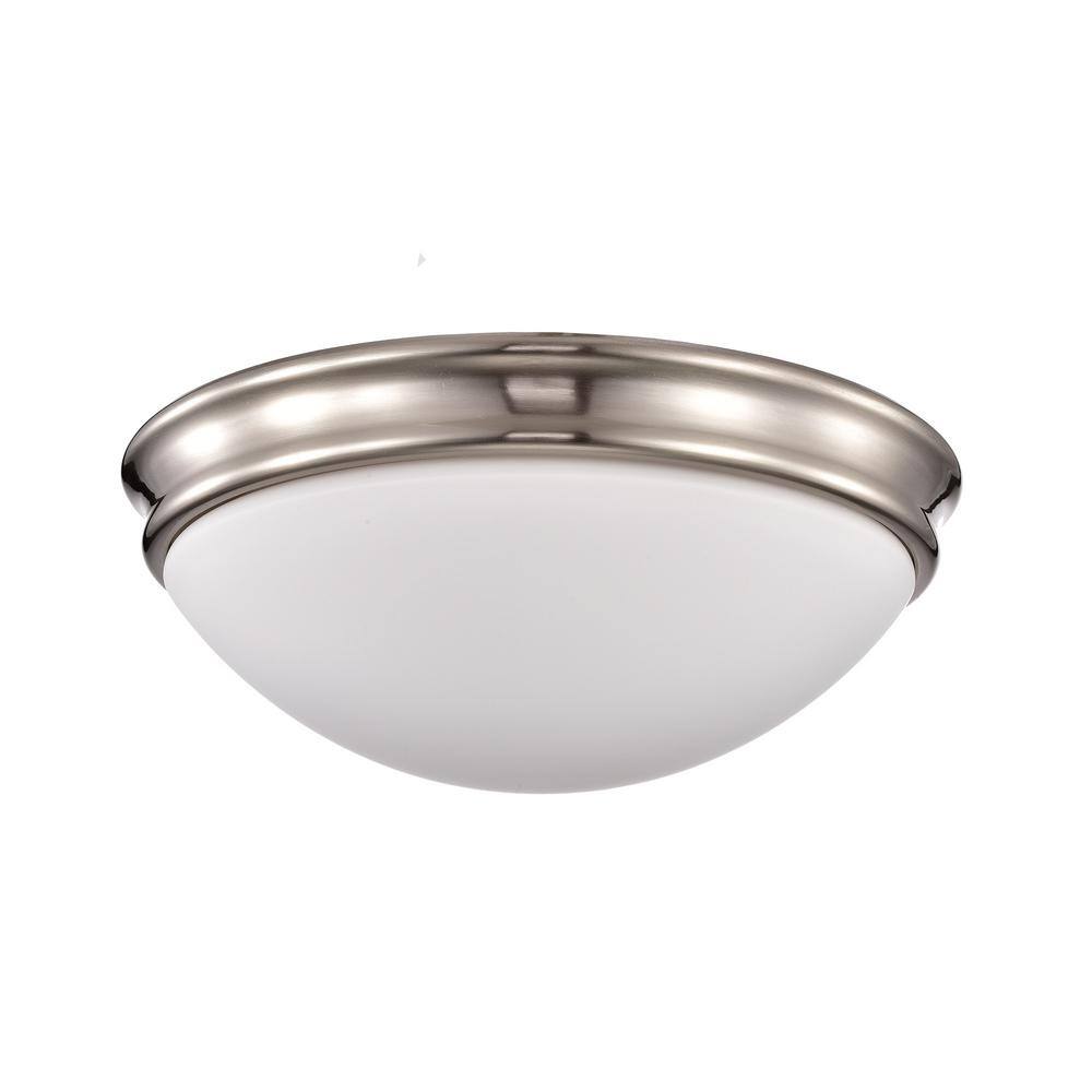Edvivi 15 in. 3-Light Brushed Nickel Modern Flush Mount with White ...